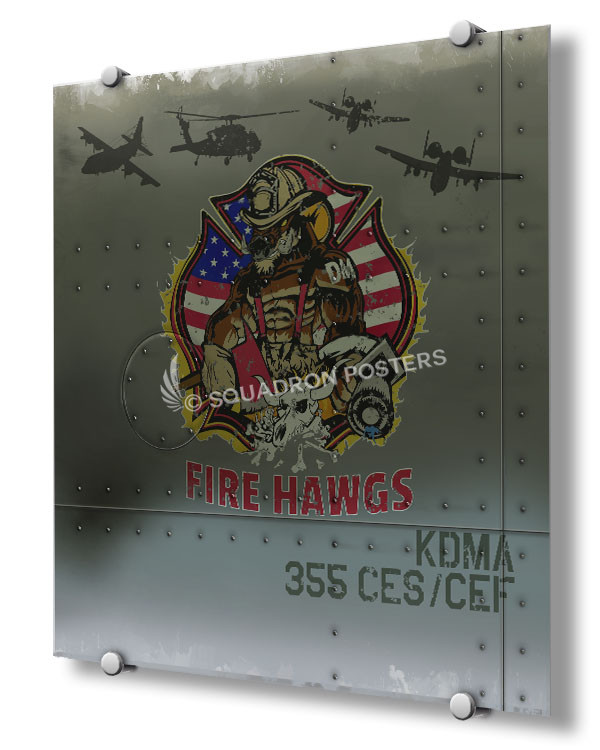 355th Civil Engineer Squadron "Fire Hawgs" Nose Art - Squadron Posters