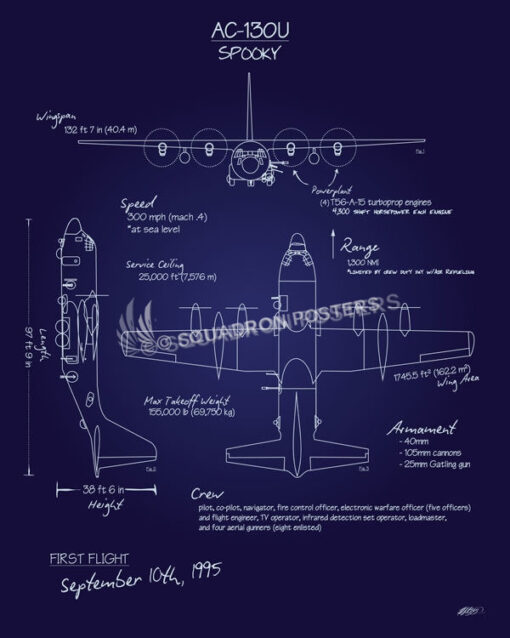 AC-130U Spooky Blueprint Art - Squadron Posters