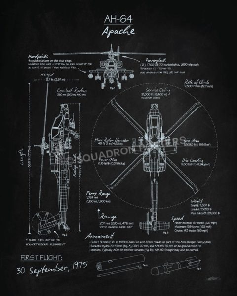AH-64 Apache Blackboard Art - Squadron Posters