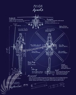 AH-64 Apache Blueprint Art - Squadron Posters