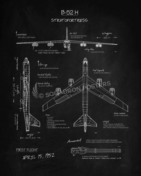 B-52 Blackboard Art - Squadron Posters