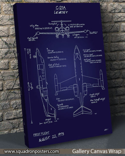 C-21A Learjet Blueprint Art - Squadron Posters
