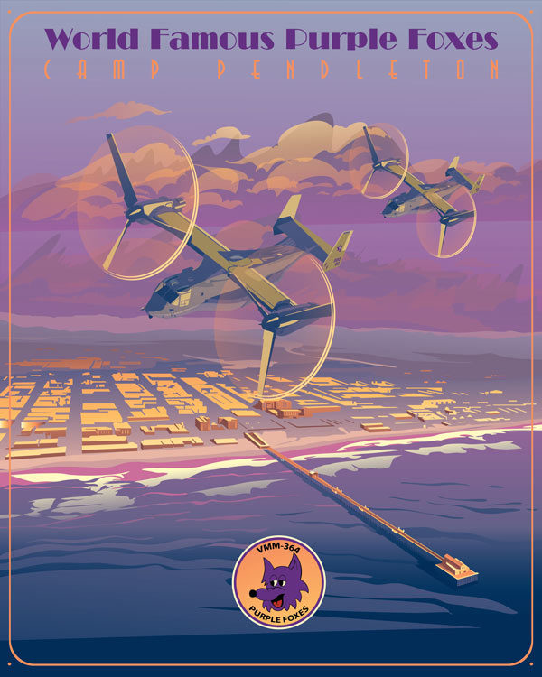 Camp Pendleton VMM-364 ”Purple Foxes” - Squadron Posters