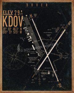 Dover AFB KDOV Airfield Map Art - Squadron Posters