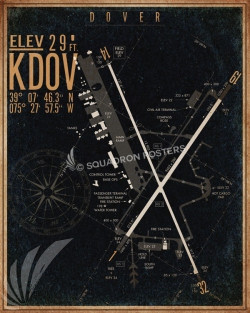 Dover AFB KDOV Airfield Map Art - Squadron Posters