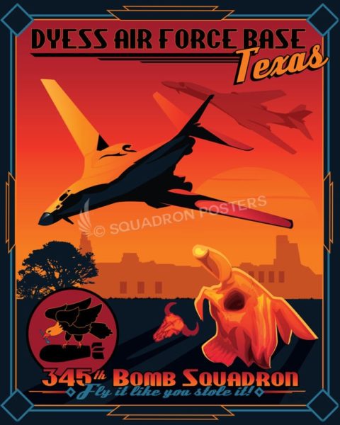 Dyess AFB 345th Bomb Squadron B-1 Lancer - Squadron Posters