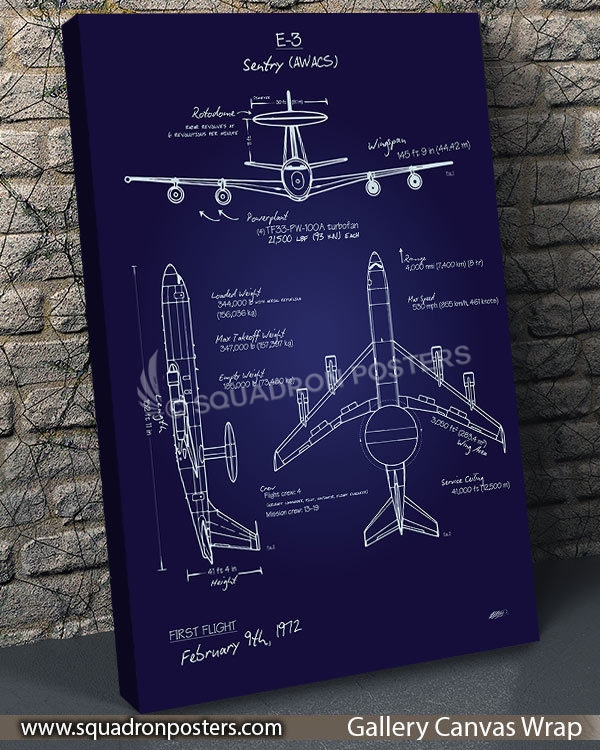E-3 Sentry Blueprint Art - Squadron Posters