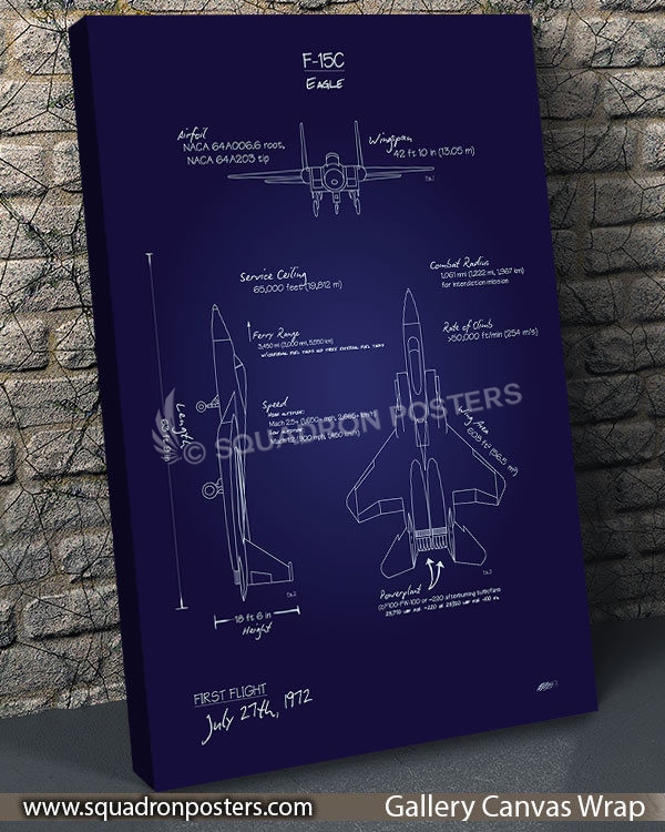 F-15C Eagle Blueprint Art - Squadron Posters