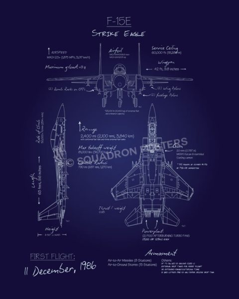 F-15E Blueprint Art - Squadron Posters