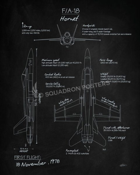 F-18 Hornet Blackboard Art - Squadron Posters
