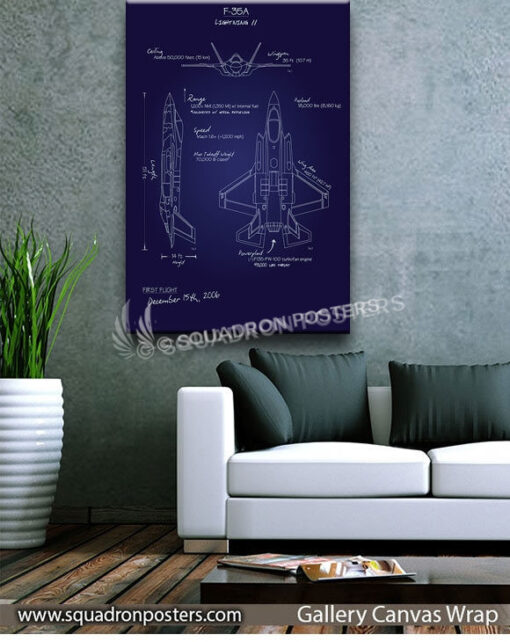 F-35A Lightning II Blueprint Art - Squadron Posters