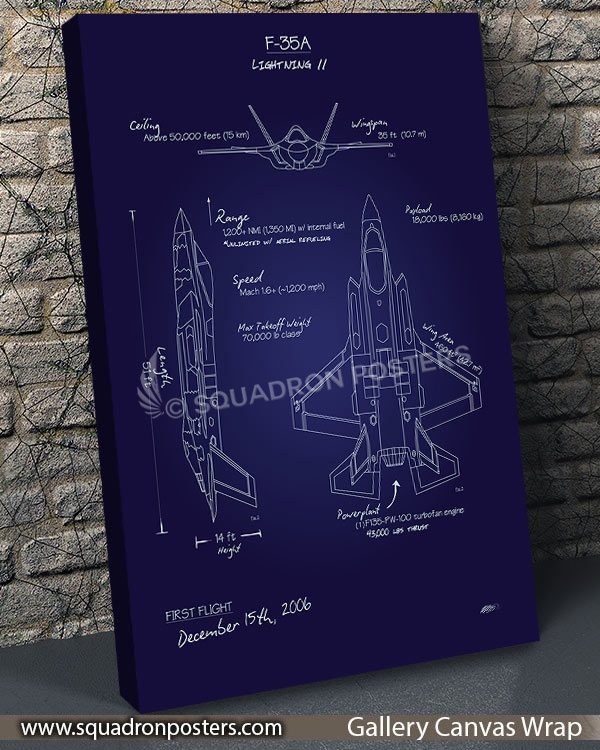 F-35A Lightning II Blueprint Art - Squadron Posters