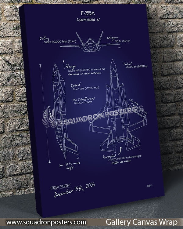 F-35A Lightning II Blueprint Art - Squadron Posters
