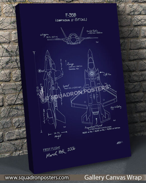F-35B Lightning II Blueprint Art - Squadron Posters