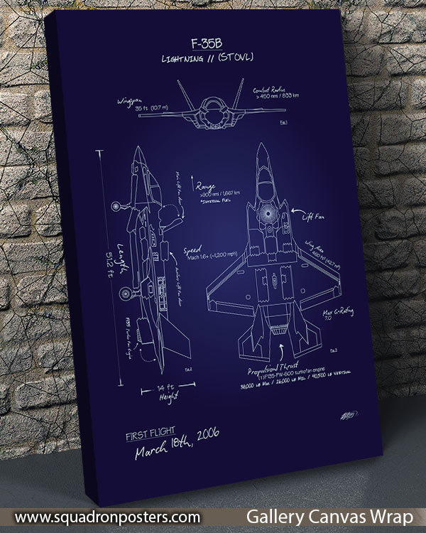 F-35B Lightning II Blueprint Art - Squadron Posters