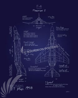 F-4 Phantom Blueprint Art - Squadron Posters