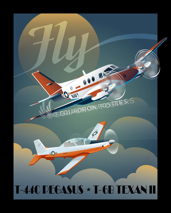 Fly T-44C and T-6B poster art - Squadron Posters