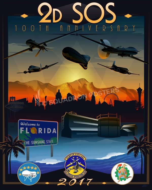 Hurlburt Field MQ-9 2d SOS 100th Anniversary - Squadron Posters