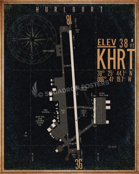 Hurlburt Field KHRT Airfield Map Art - Squadron Posters