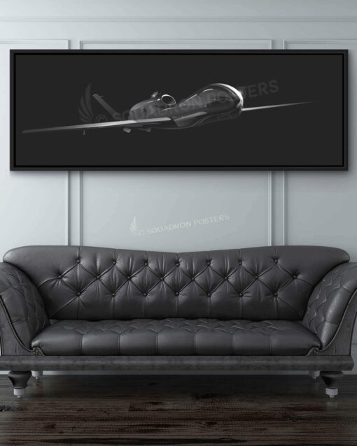 RQ-4 Global Hawk Side View Jet Black Lithograph - Squadron Posters
