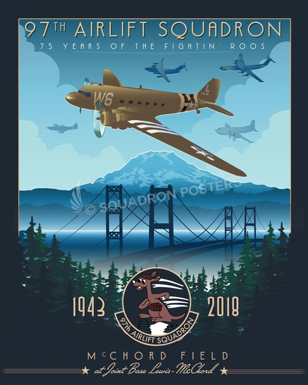 McChord Field, 97th Airlift Squadron 75 Years Heritage Art - Squadron ...