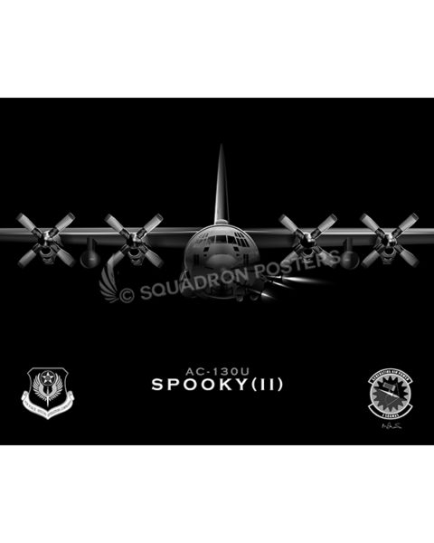 AC-130U, 1 SOAMXS Jet Black Lithograph - Squadron Posters