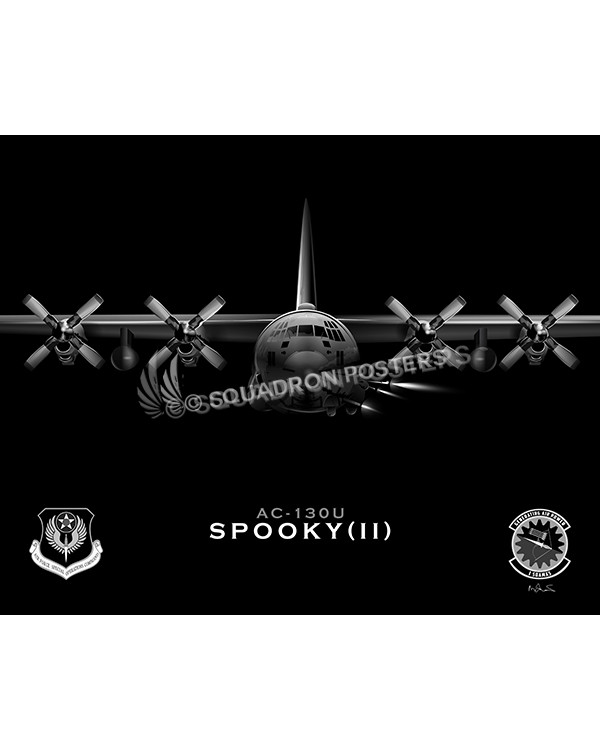 AC-130U, 1 SOAMXS Jet Black Lithograph - Squadron Posters