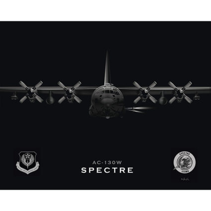 27 SOAMXS AC-130W Jet Black Super Wide Canvas Print - Squadron Posters