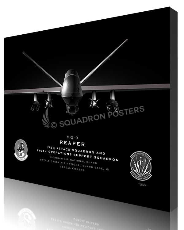 Battle Creek ANGB MQ-9 172d and ATKS 110 OSS Jet Black Lithograph ...