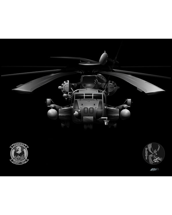 Jet Black CH-53E Super Stallion HMHT-302 Lithograph - Squadron Posters