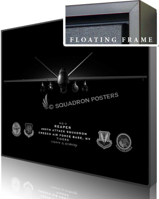 MQ-9 Creech AFB 489 ATKS Jet Black Lithograph - Squadron Posters