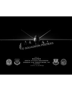 MQ-9 Creech AFB 489 ATKS Jet Black Lithograph - Squadron Posters