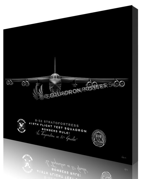 Edwards AFB 419th FTS B-52 Jet Black Lithograph - Squadron Posters