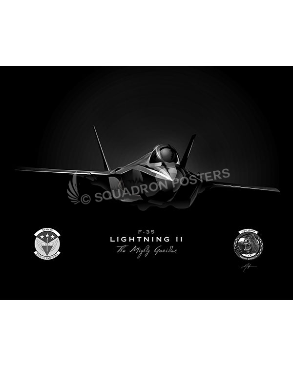 F-35 33 AMXS Jet Black Lithograph - Squadron Posters