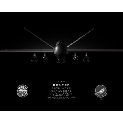 Ellsworth AFB 89th ATKS Jet Black Super Wide Canvas - Squadron Posters