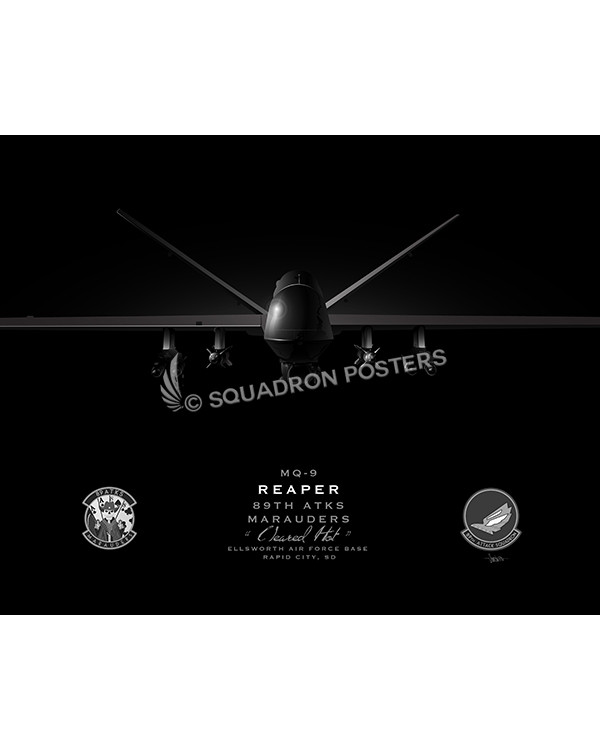 Ellsworth AFB 89th ATKS Jet Black Lithograph - Squadron Posters