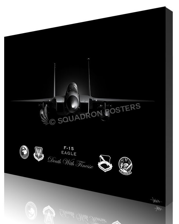 F-15 95th Fighter Squadron Jet Black Lithograph - Squadron Posters
