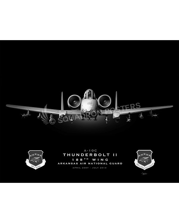 A-10 188th Wing Jet Black Lithograph - Squadron Posters