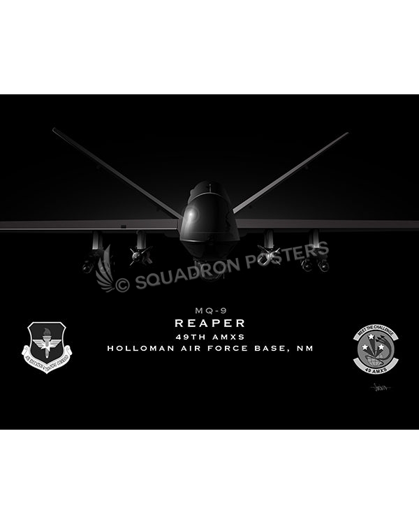 MQ-9 49th AMXS Jet Black Lithograph - Squadron Posters