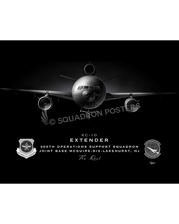 305th OSS KC-10 Jet Black Lithograph - Squadron Posters