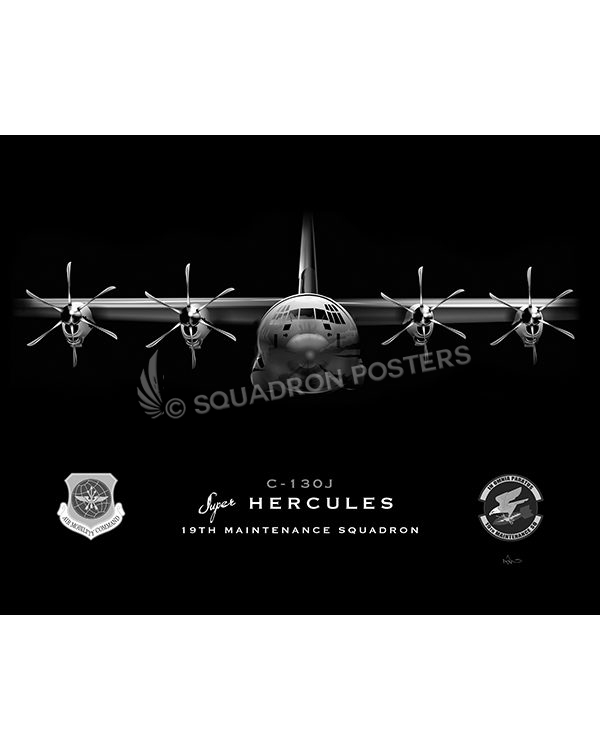 Little Rock AFB 19th MXS Jet Black Lithograph - Squadron Posters