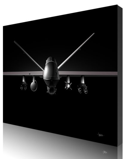 MQ-9 Reaper with Fuel Tank Jet Black Lithograph - Squadron Posters