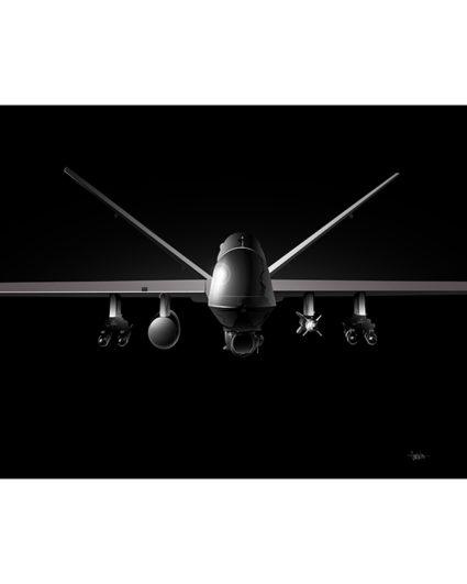 MQ-9 Reaper with Fuel Tank Jet Black Lithograph - Squadron Posters