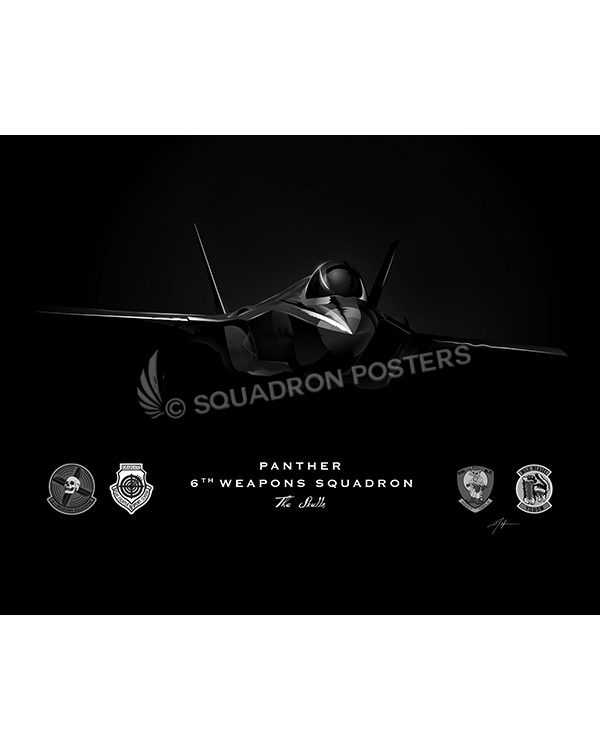 Nellis AFB 6th Weapons Squadron Jet Black Lithograph - Squadron Posters