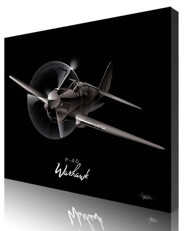 Jet Black P-40 Warhawk Lithograph - Squadron Posters