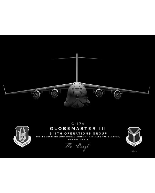 911th Airlift Wing Jet Black Lithograph - Squadron Posters