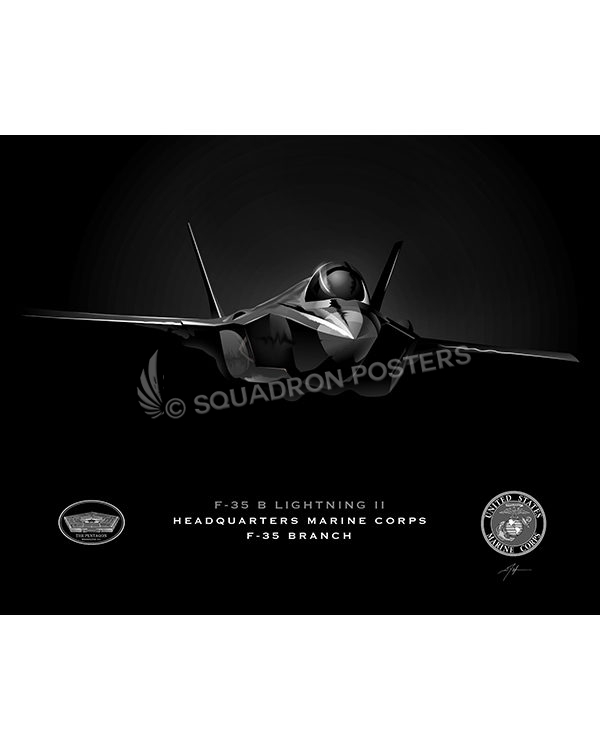 Pentagon HQ Marine Corps F-35B Jet Black Lithograph - Squadron Posters