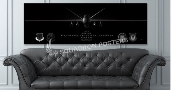 Jet Black Creech AFB MQ-9 432 OSS Super Wide - Squadron Posters