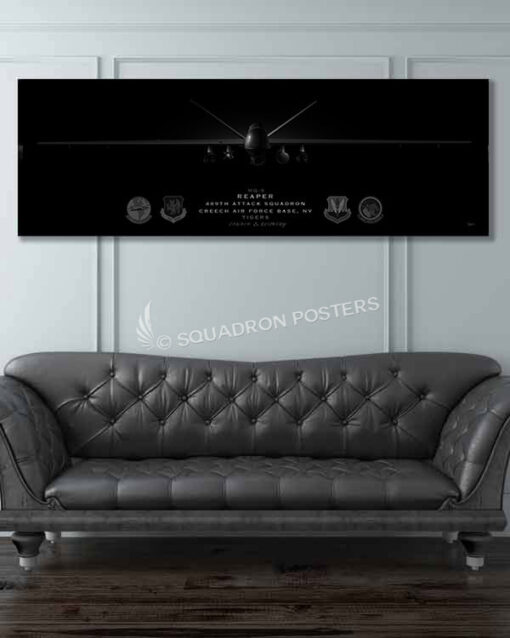 MQ-9 Creech AFB 489 ATKS Jet Black Super Wide - Squadron Posters