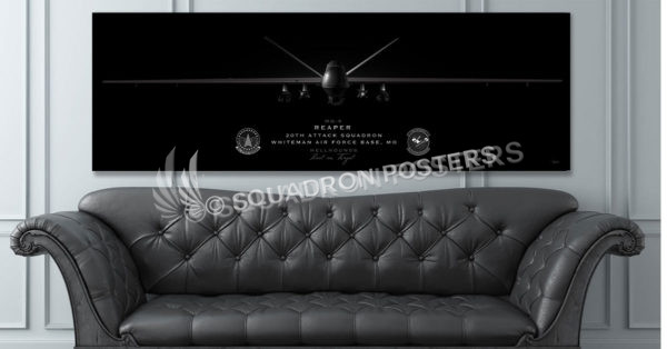 Whiteman AFB 20th ATKS MQ-9 Jet Black Super Wide Canvas Print ...